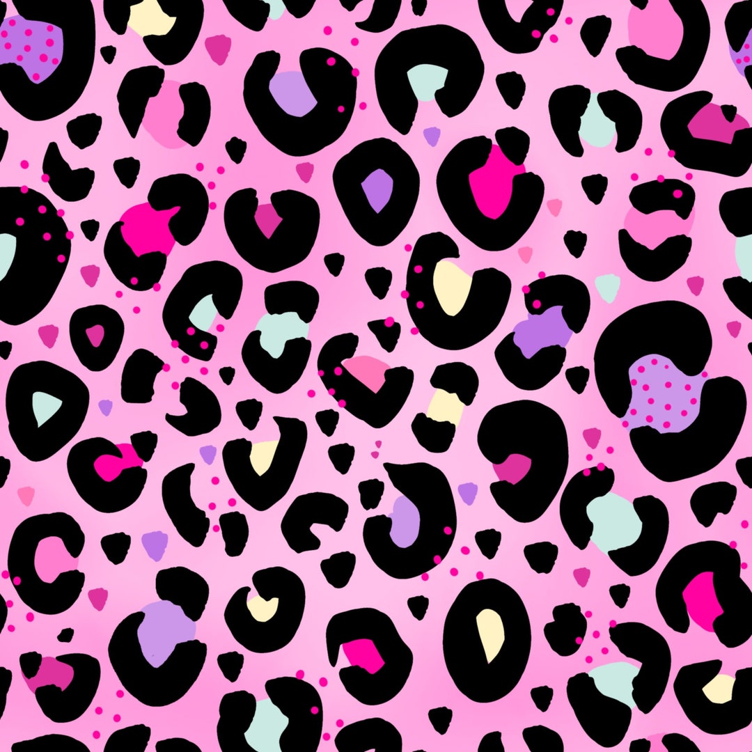 Pink Pastel Rainbow Leopard Print Seamless Design Pattern Digital ...