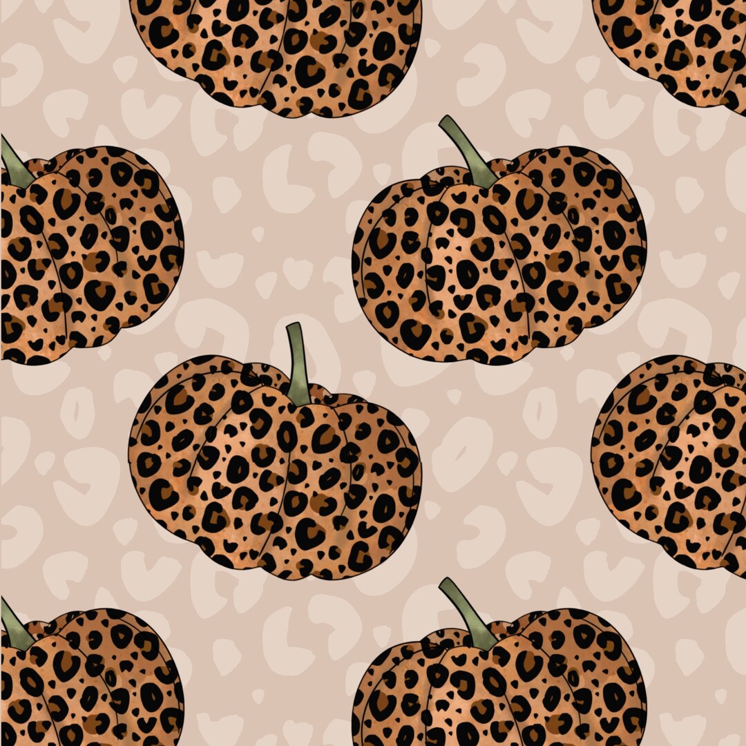 Pumpkin Leopard Animal Print , Retro Halloween , Scandi, Cosy Autumn ...