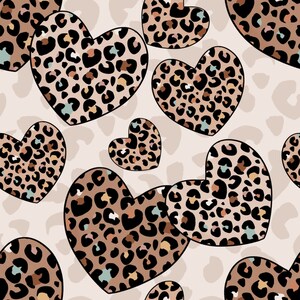 Animal Tonal Leopard Print Hearts Seamless Design Pattern Digital ...