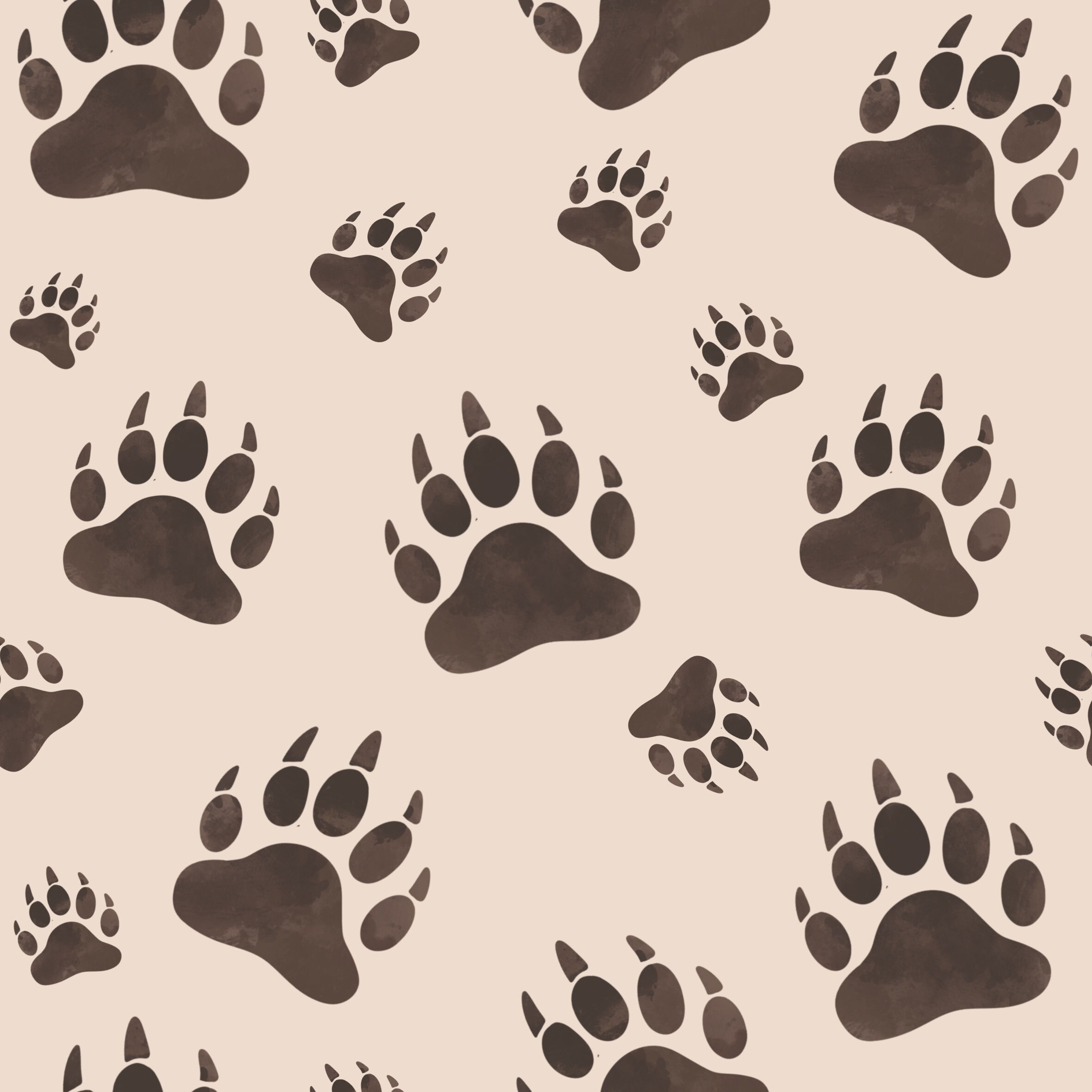Woodland Autumn Bear and Paw Print Pattern Digital Download Commercial ...