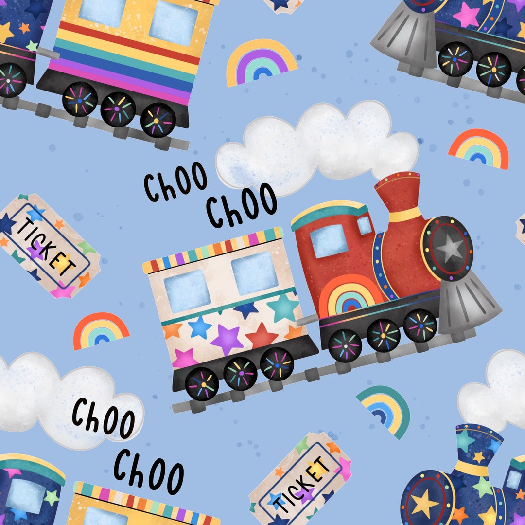 Rainbow Trains Train , Choo Choo Fun Rainbow Seamless Pattern Design ...