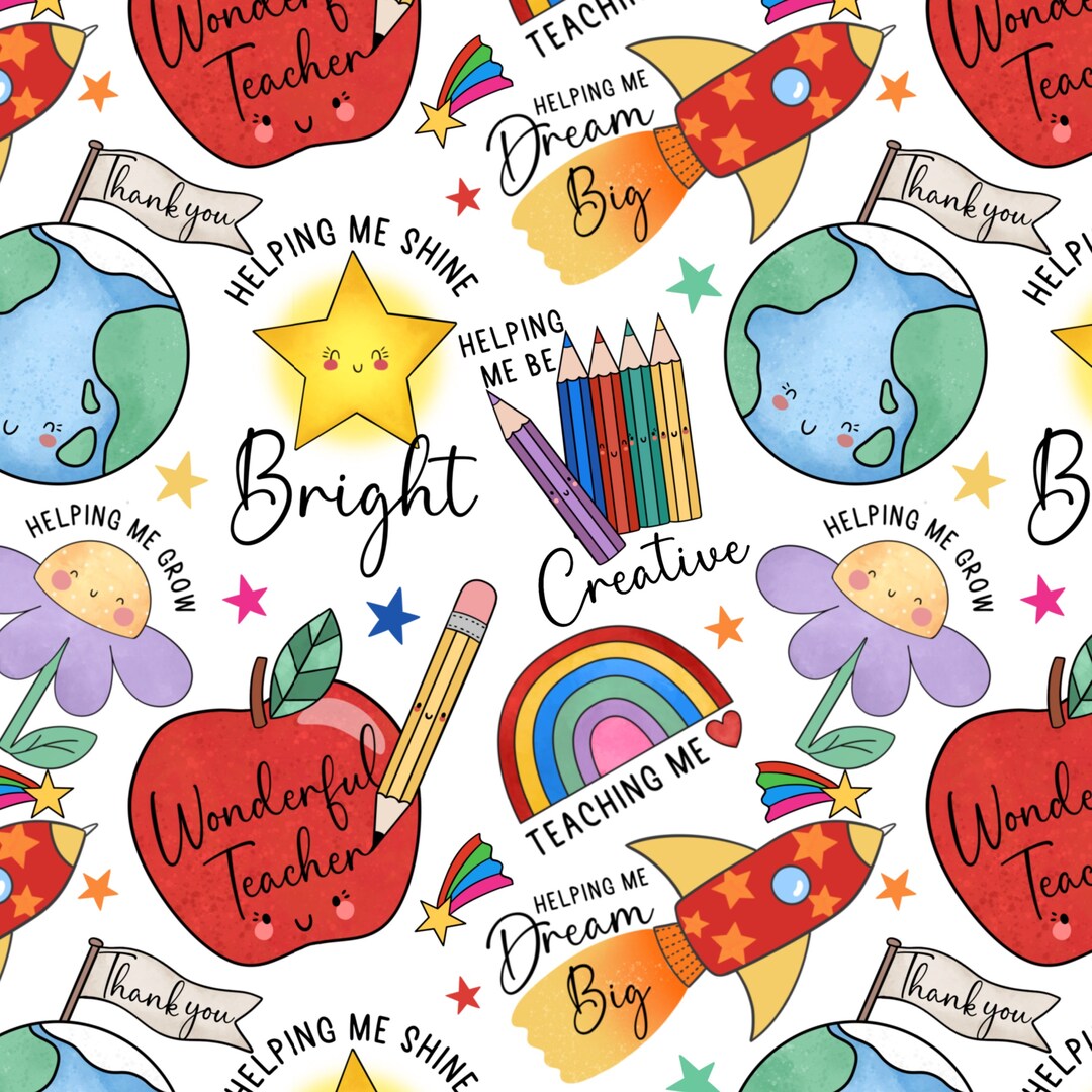 School Teacher Thankyou Gift Learning Print Kids Pattern Digital ...