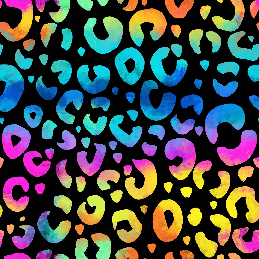 Bright Pastel Rainbow Leopard Print Colourful Seamless Design Pattern ...