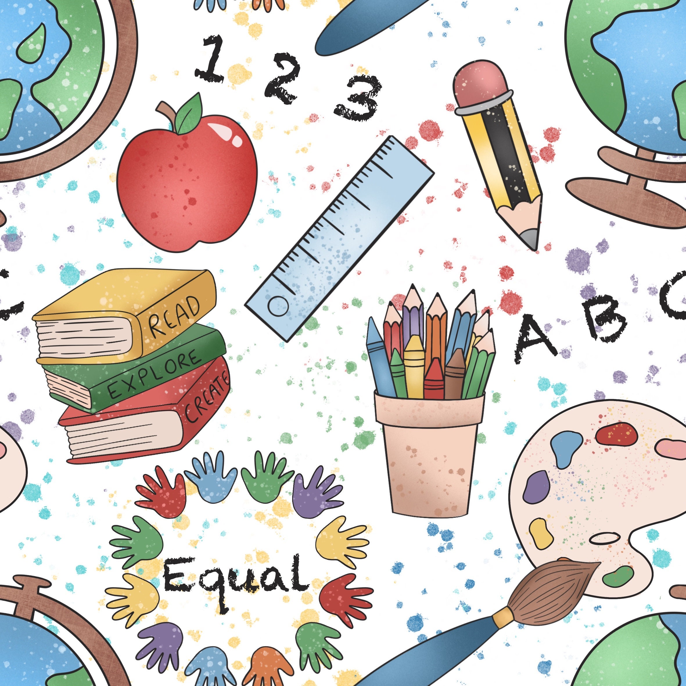 School Learning Pre School Nursery Print Kids Pattern Digital Download ...
