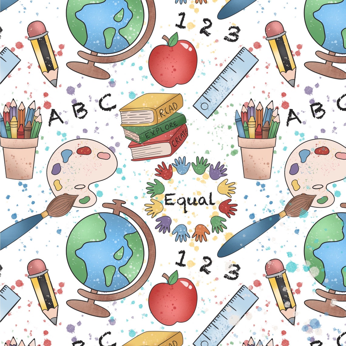School Learning Pre School Nursery Print Kids Pattern Digital Download ...