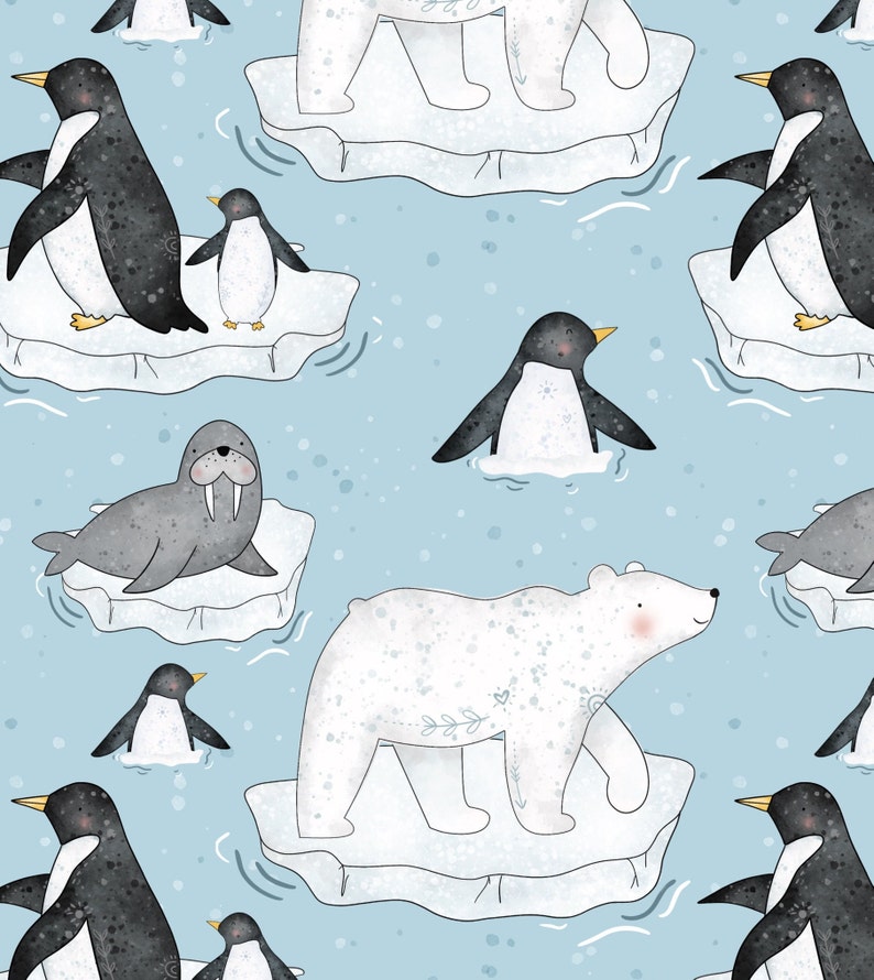 Christmas Winter Artic Animals Polar Bear, Penguin, Walrus , Fun Xmas ...