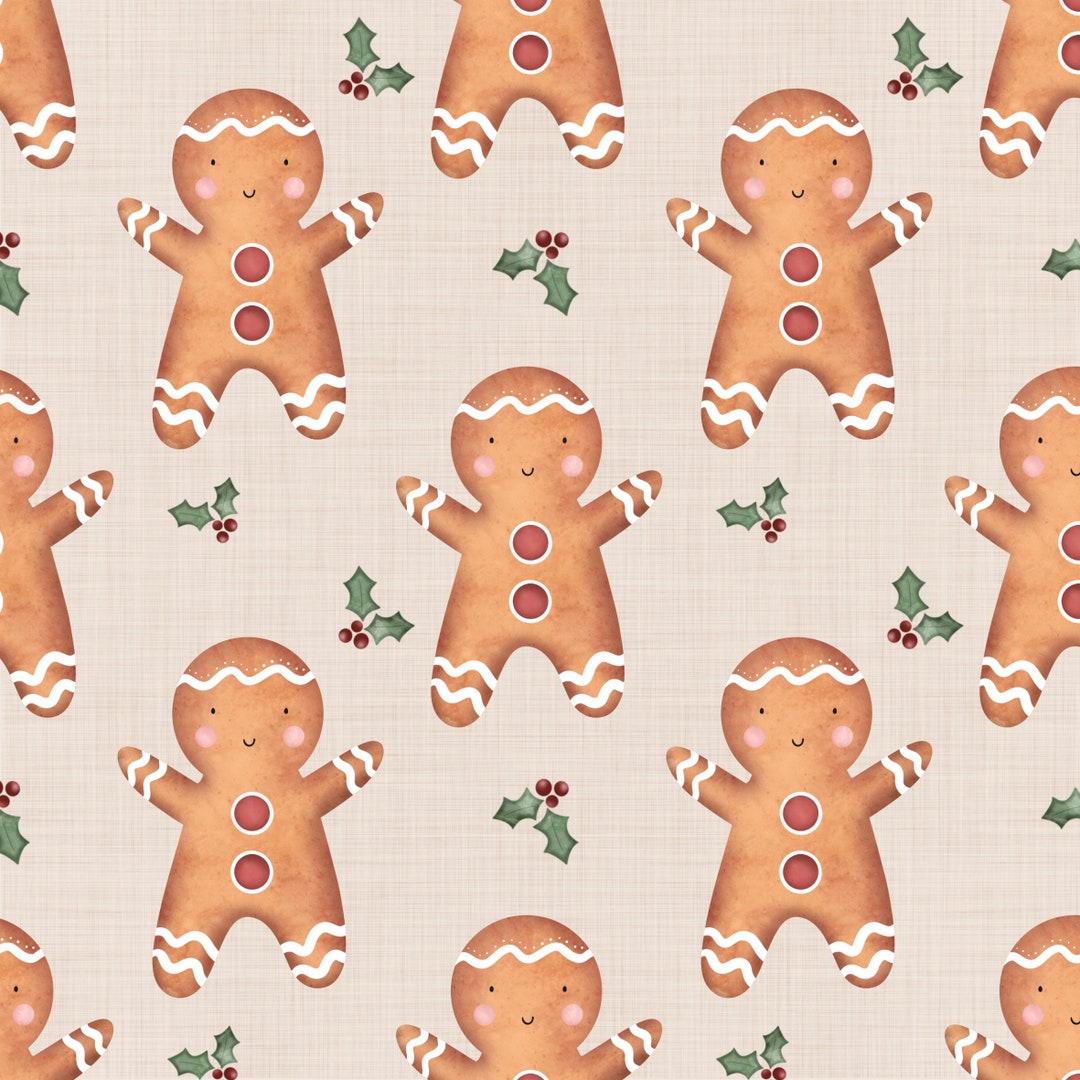 Christmas Gingerbread Man , Scandi , Fun Xmas Print Pattern Digital ...