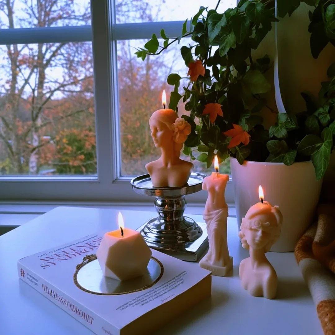 Soy Venus Pillar Candle: Neutral Aesthetic, Unscented & Vegan - Etsy