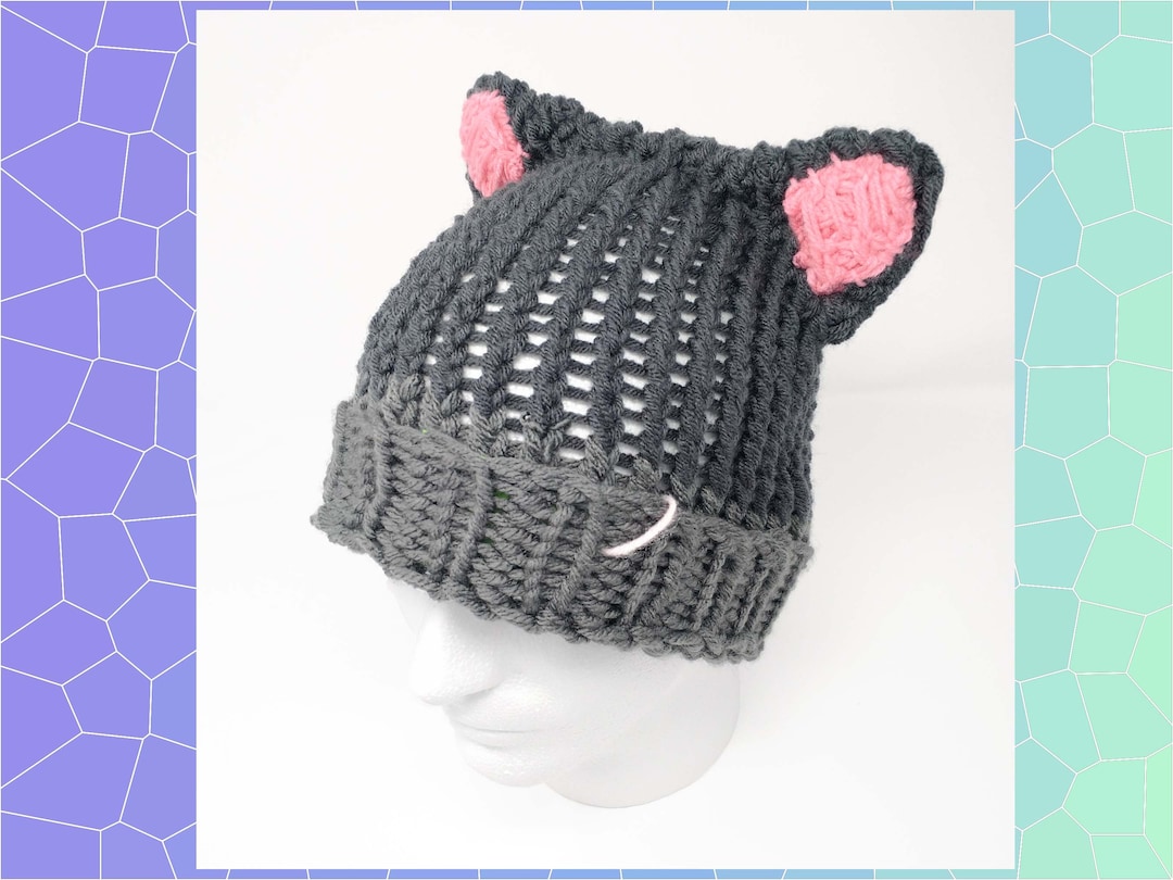 Grey Cat Ears Hat, Knit Grey Hat, Cat Hat, Animal Ears Hat - Etsy