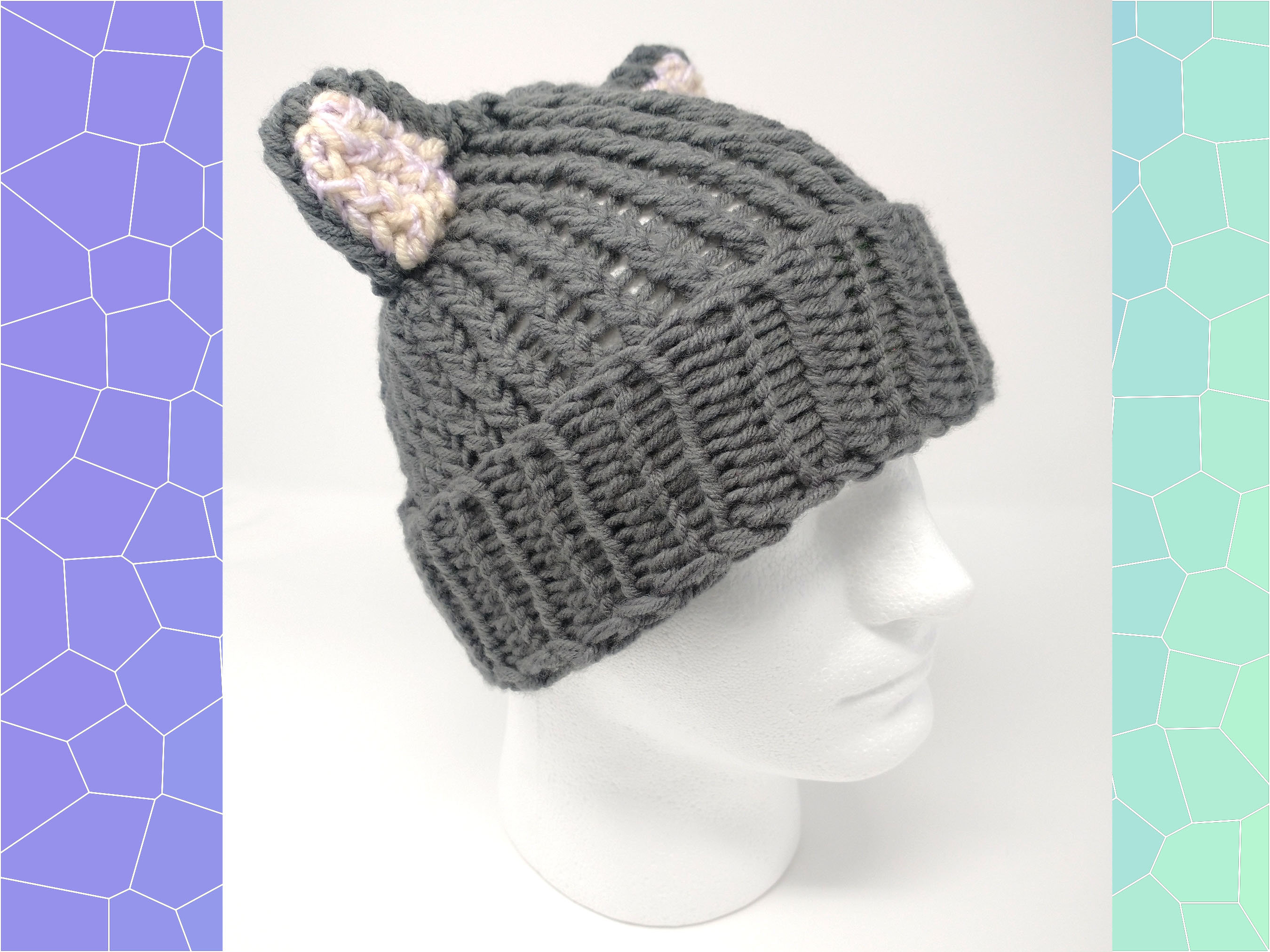 Grey Cat Ears Hat, Knit Grey Hat, Cat Hat, Animal Ears Hat - Etsy