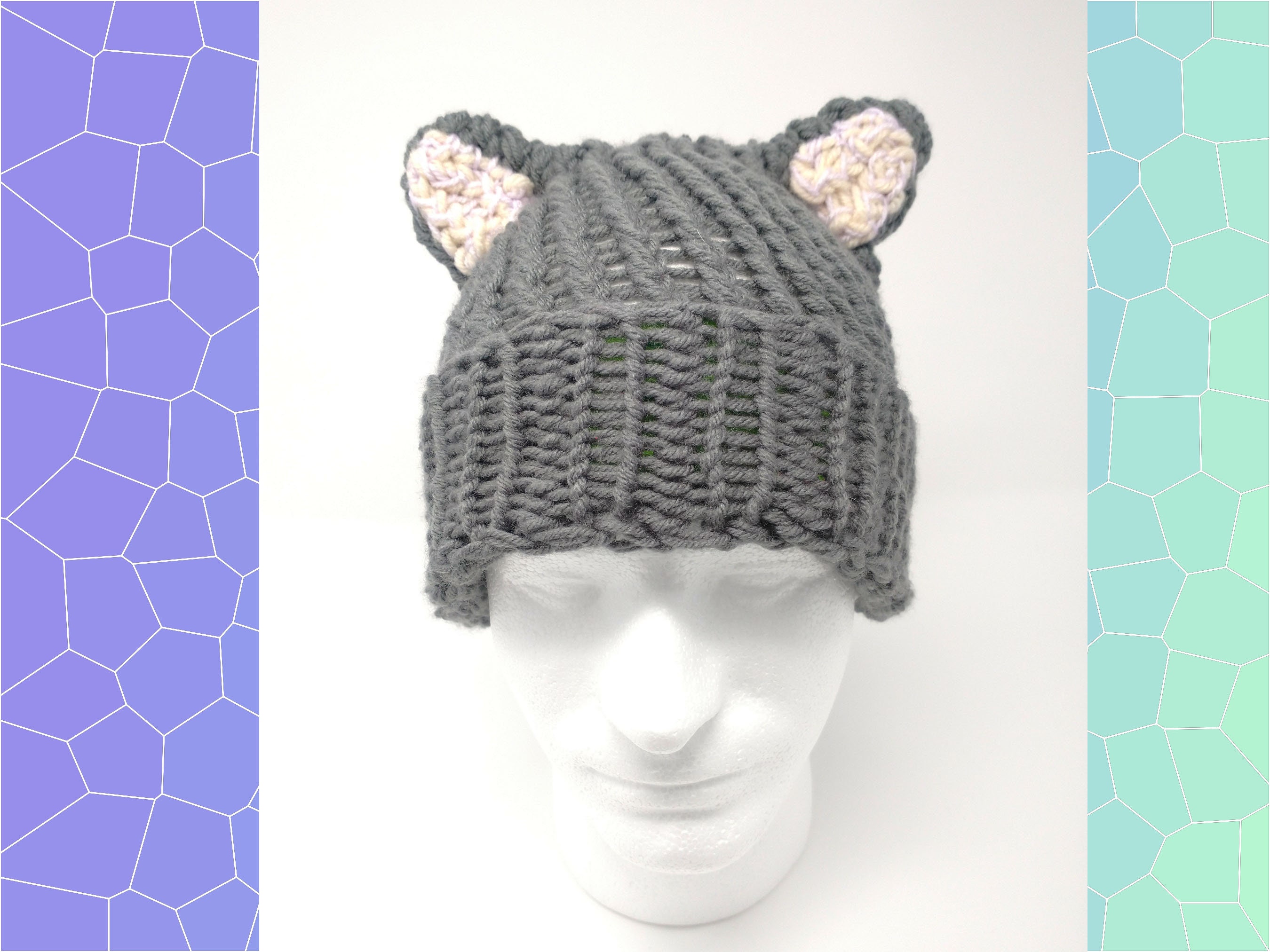 Grey Cat Ears Hat, Knit Grey Hat, Cat Hat, Animal Ears Hat - Etsy