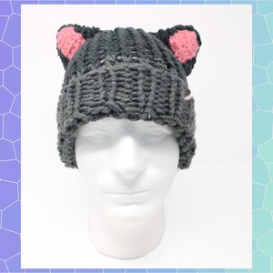 Grey Cat Ears Hat, Knit Grey Hat, Cat Hat, Animal Ears Hat - Etsy