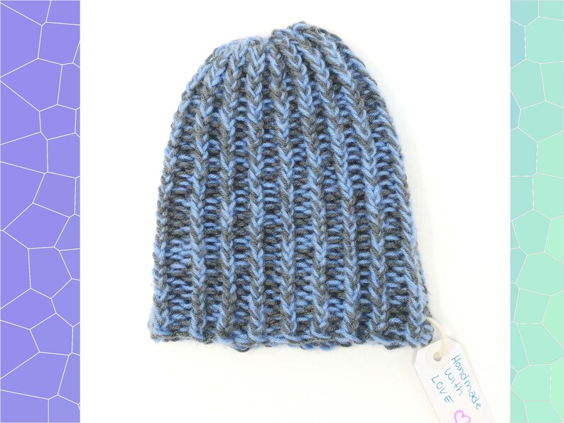 Gray and Blue Knit Hat, Knitted Winter Hat, Boys Winter Hat, Boys ...