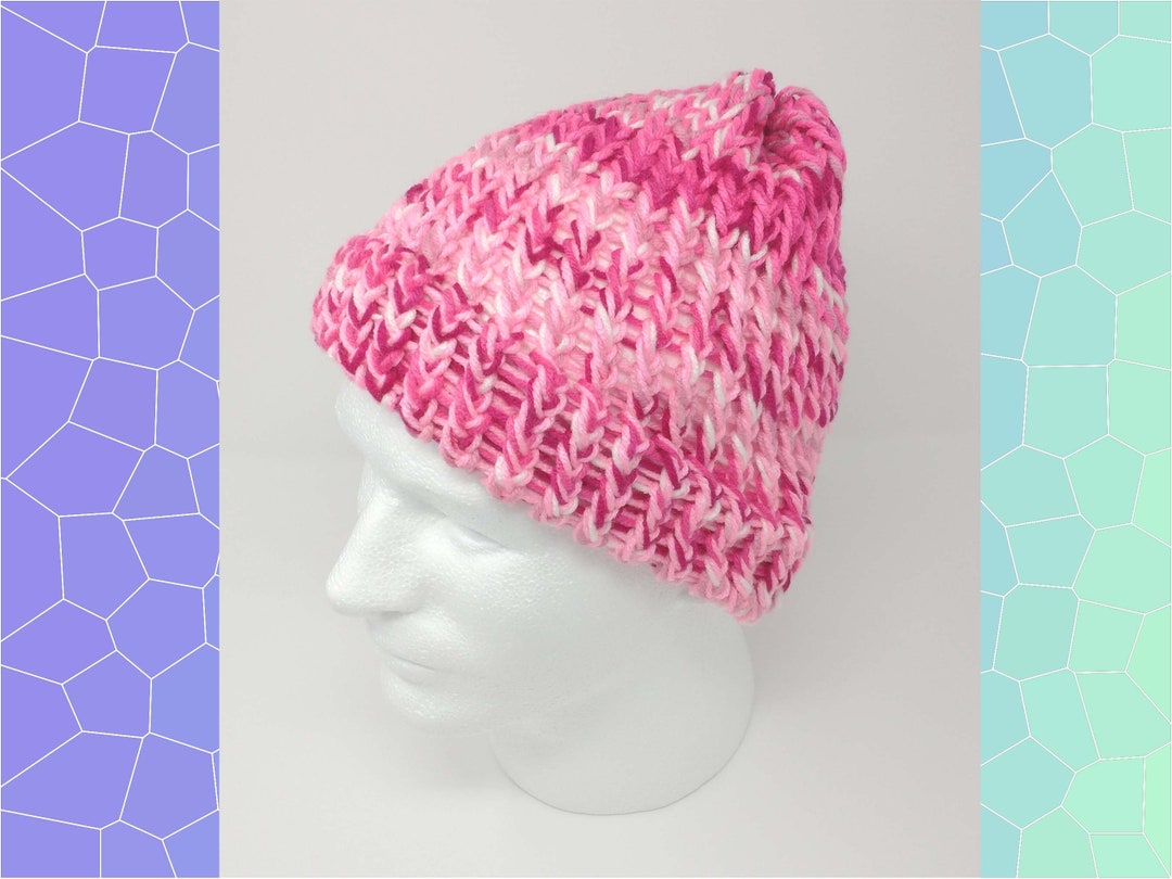 Pinky Striped Beanie, Pinky Girl's Winter Hat, Stripped Girls Hat, Pink ...
