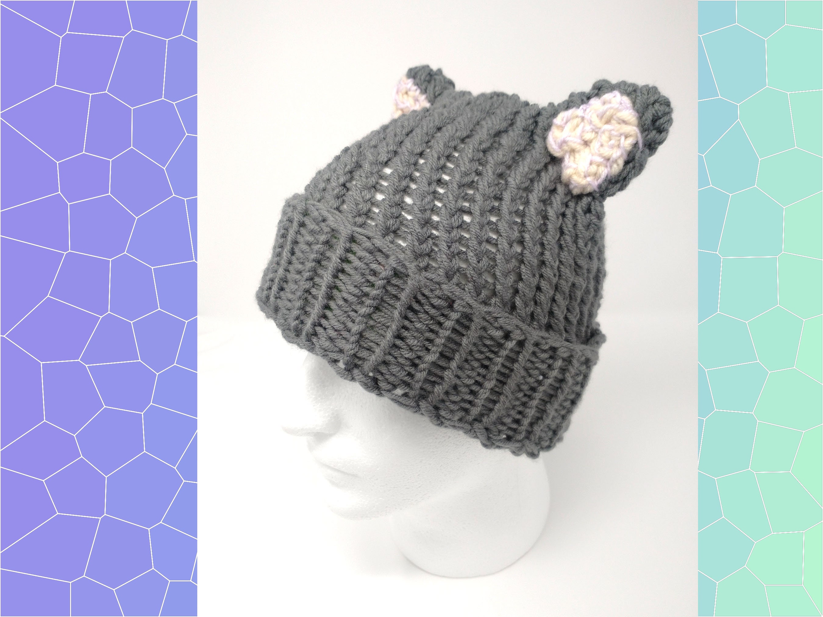Grey Cat Ears Hat, Knit Grey Hat, Cat Hat, Animal Ears Hat - Etsy