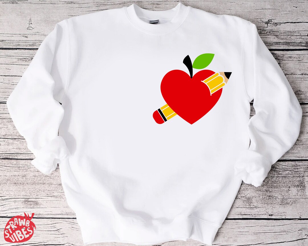 Teacher Apple Svg, Png, Heart Apple Pierced With School Pencil Svg ...