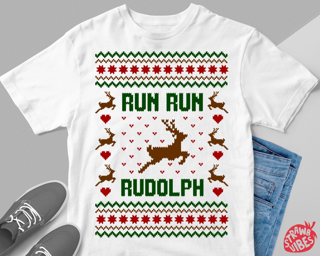 Run Run Rudolph Svg, Ugly Christmas Sweater Svg, Png File for Adult or ...
