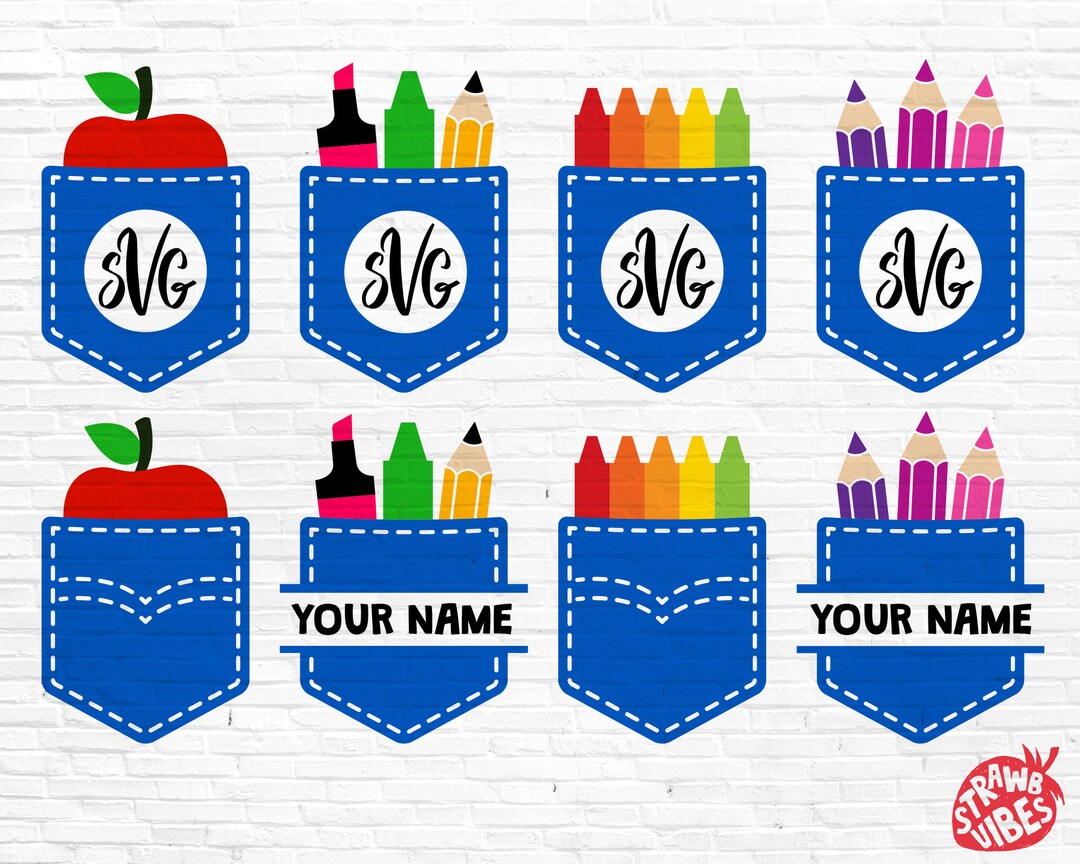 Shirt Pocket Svg, Png, School Tshirt Pocket Svg, School Monogram Svg ...