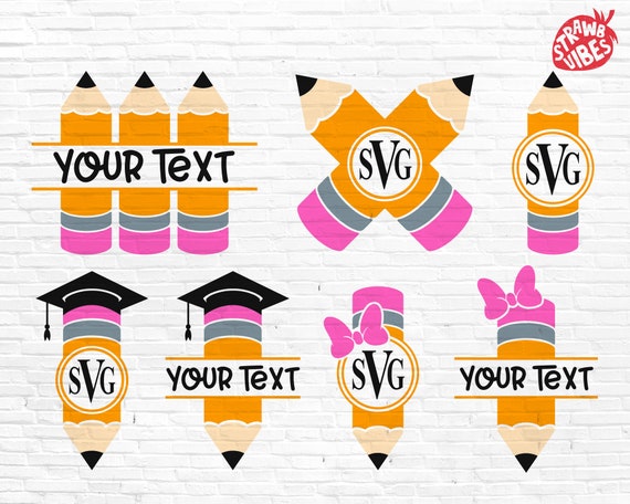 Pencil Frames Svg Pencil Monogram Svg Back to School Svg - Etsy