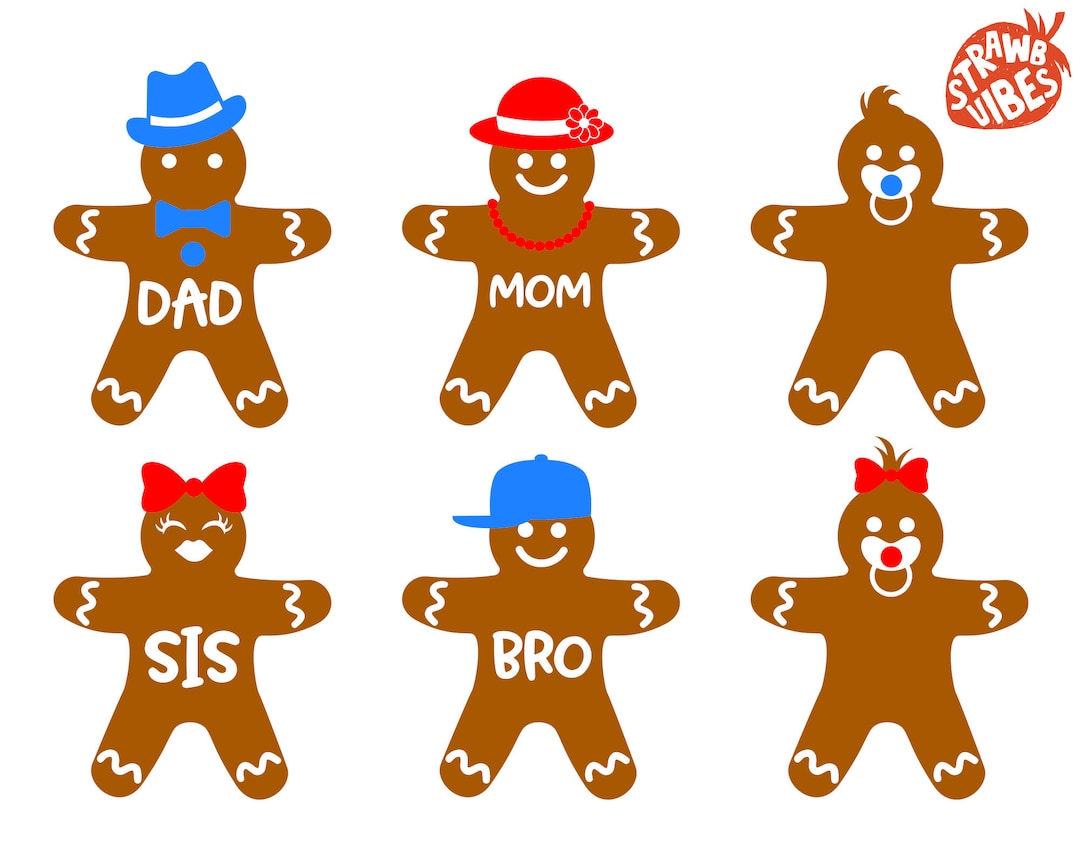 Gingerbread Man Family Svg Bundle Mom Dad Sis Bro Boy - Etsy