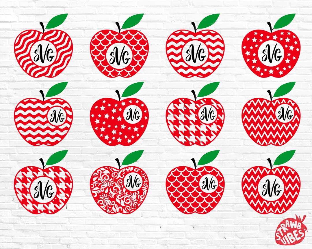 Apple Svg Apple Monogram Svg Teacher Apple Svg Apples Name - Etsy