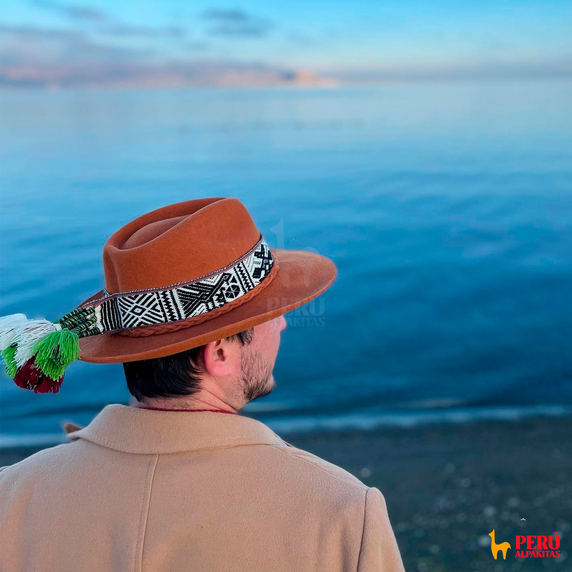 Andean Unisex Alpaca Hat With Peruvian Cowboy Style and Handwoven Band ...