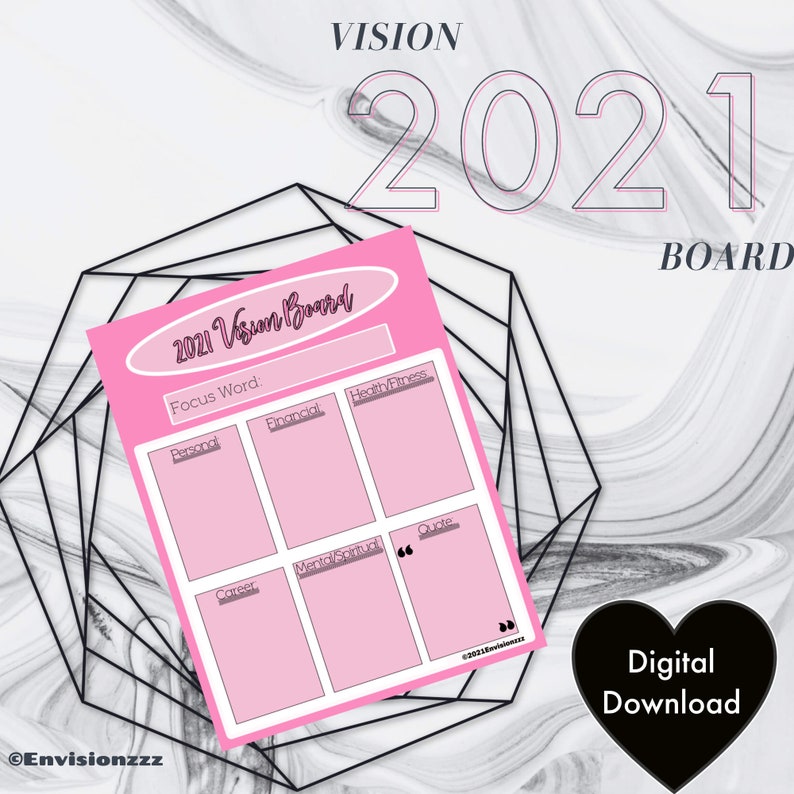 2021 Vision Board Printable - Etsy