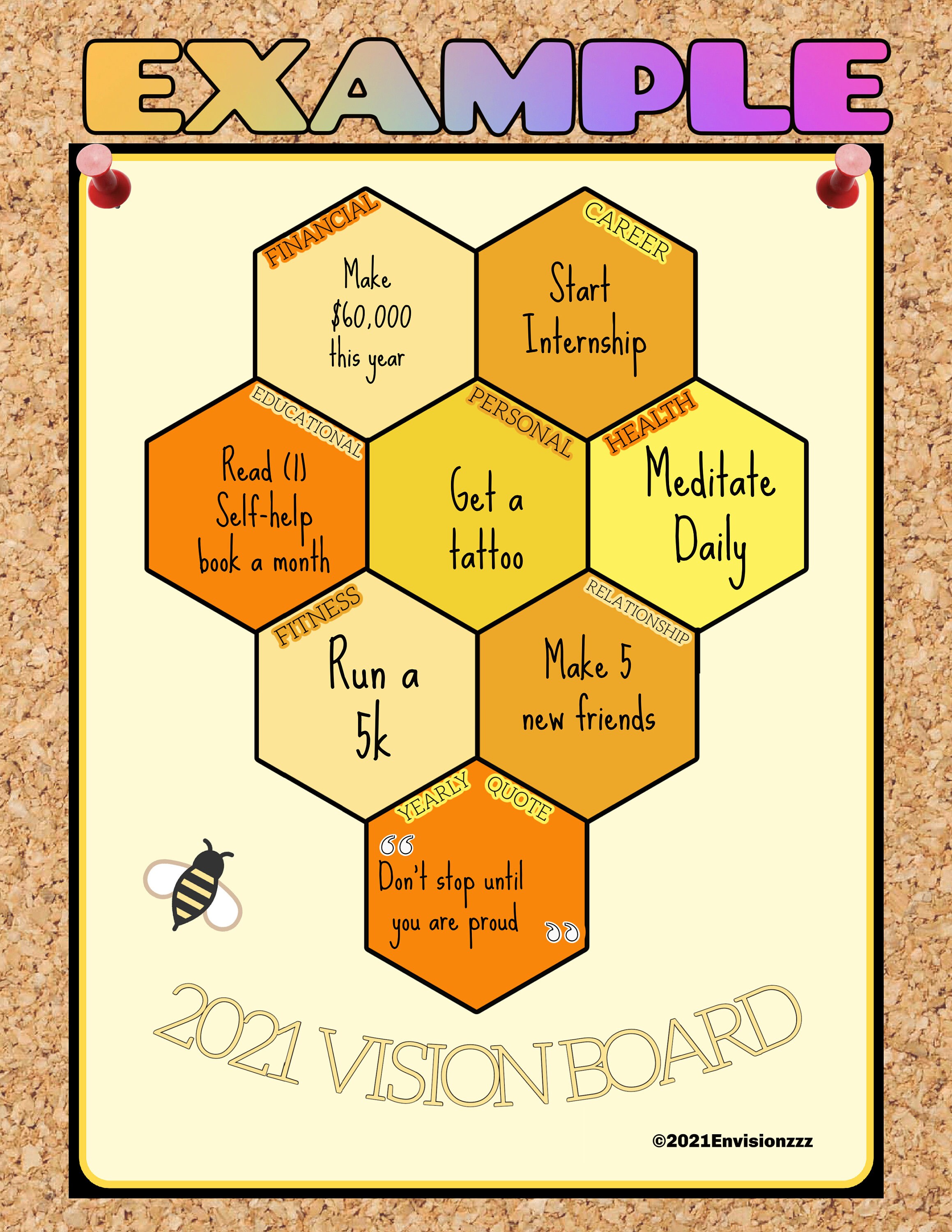 2021 Vision Board Printable - Etsy