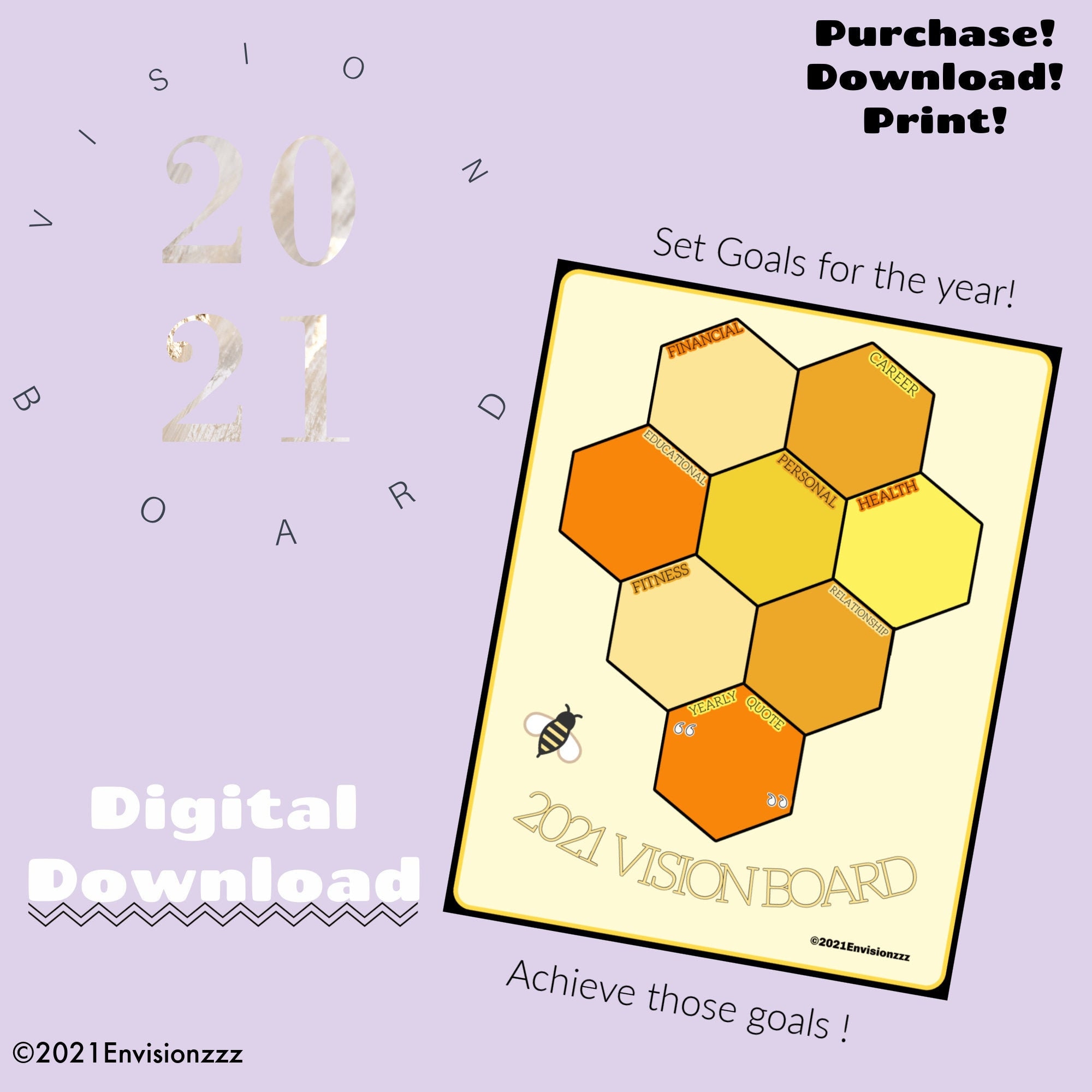 2021 Vision Board Printable - Etsy