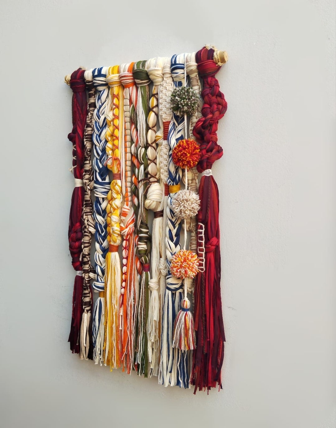 Peruvian Quipu, Bohemian Wall Hanging, Yarn Wall Hanging, Fiber Wall ...