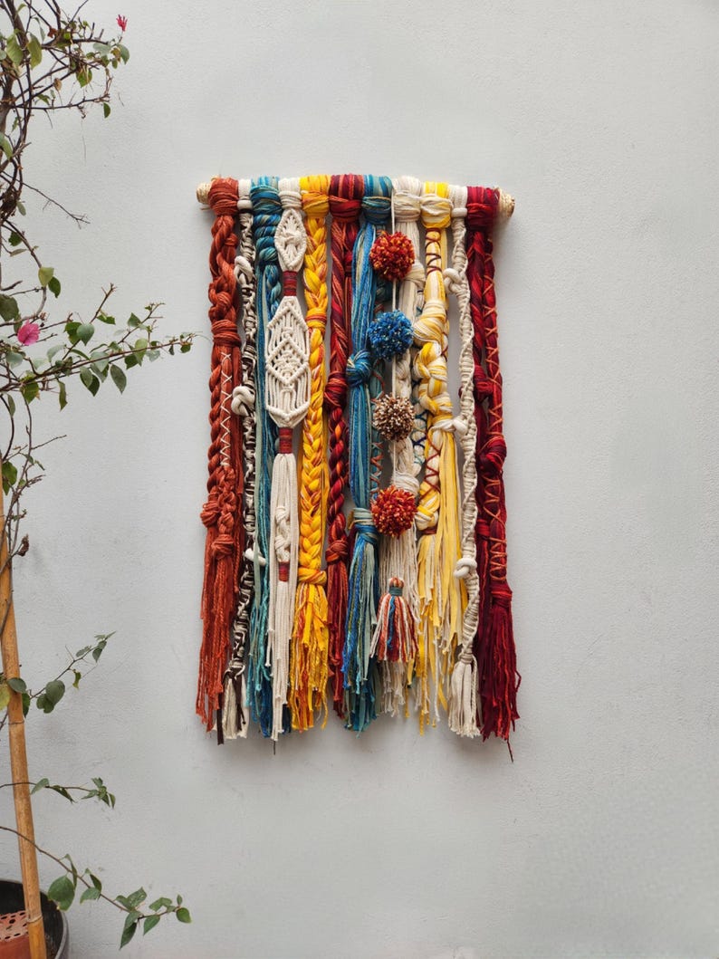 Peruvian Quipu, Bohemian Wall Hanging, Yarn Wall Hanging, Fiber Wall ...