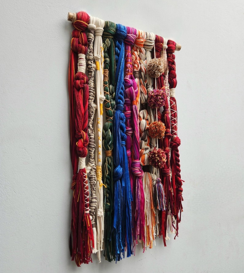 Peruvian Quipu, Bohemian Wall Hanging, Yarn Wall Hanging, Fiber Wall ...