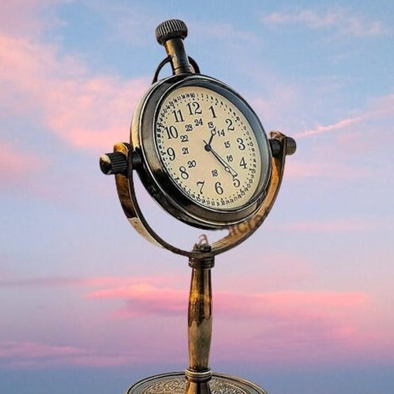 N.H. Antique Stand Solid Brass Table Clock Antique Finish - Etsy