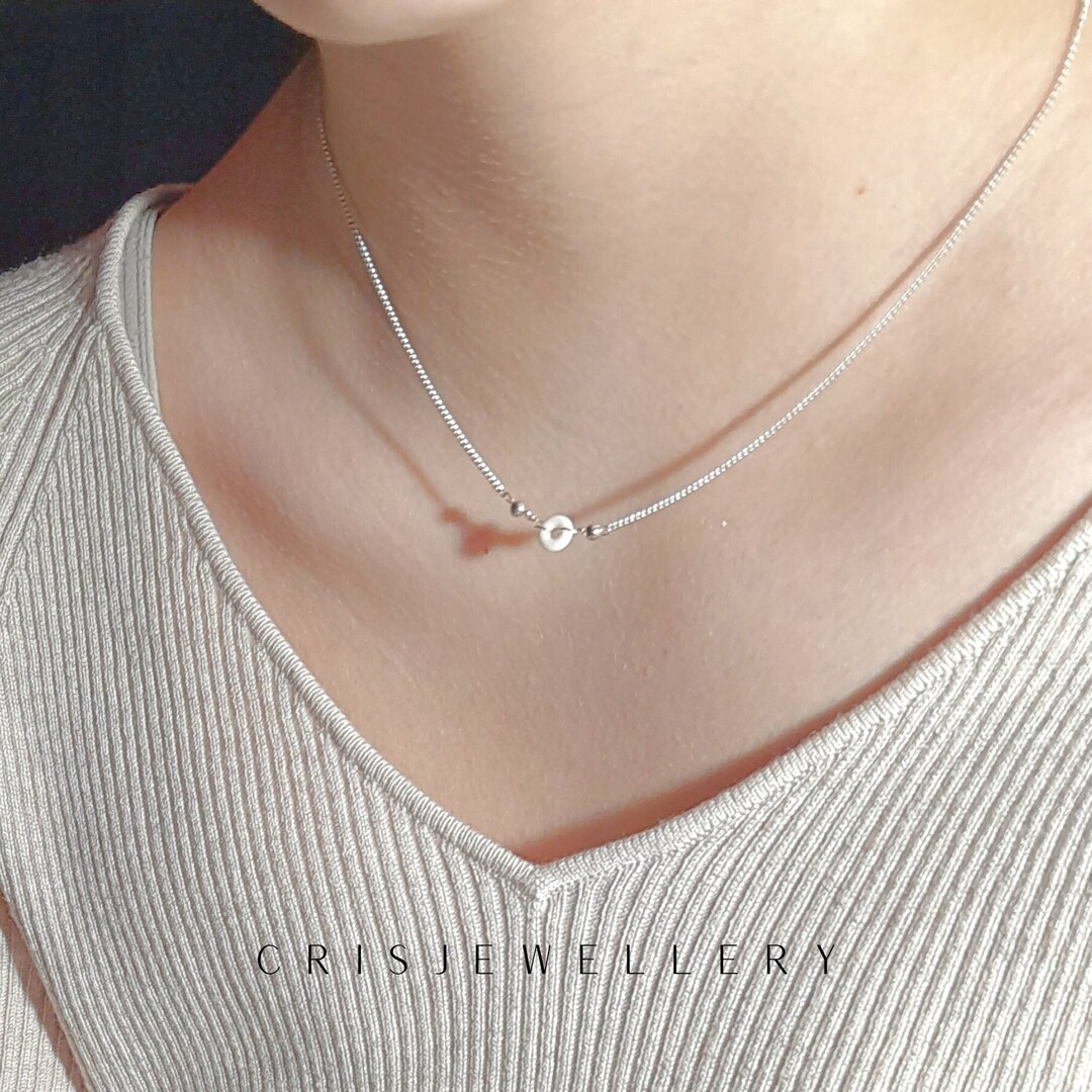 Dainty Circle Necklace Cute Agate Necklace Bridesmaid Gif Delicate ...