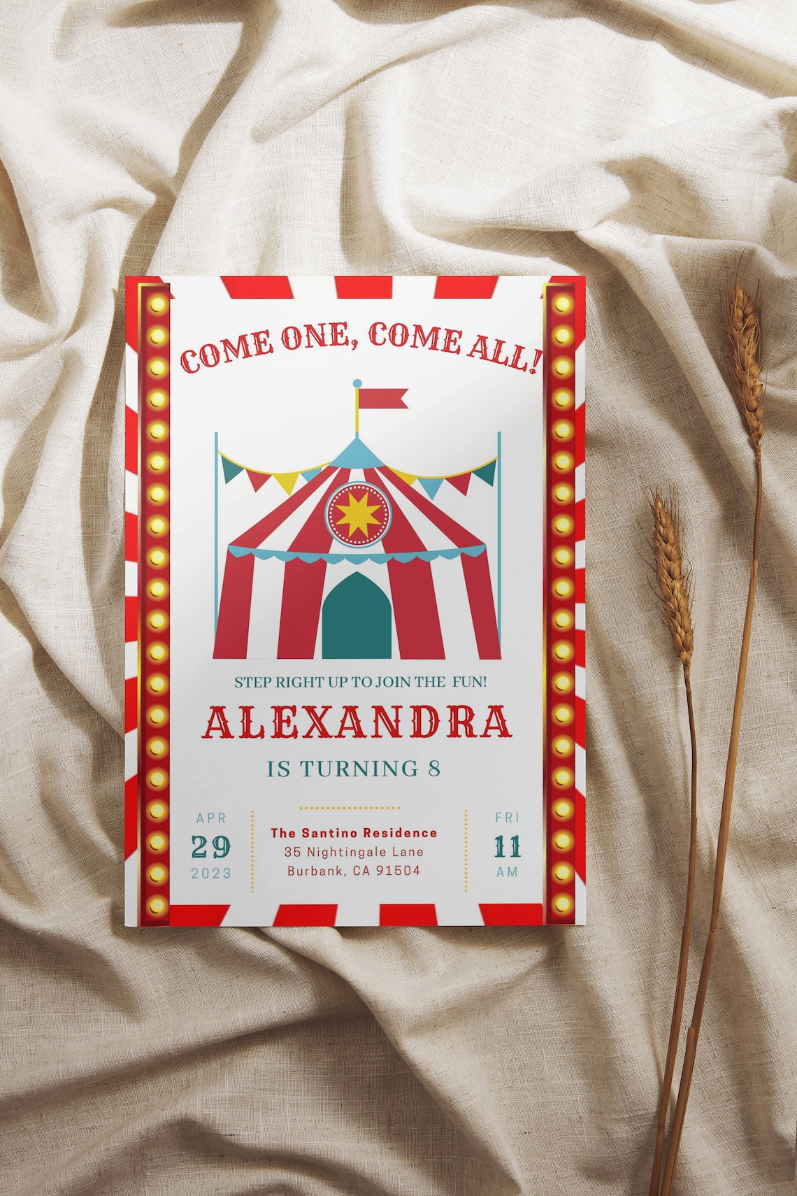 Printable Circus Carnival Birthday Party Invitation Editable - Etsy