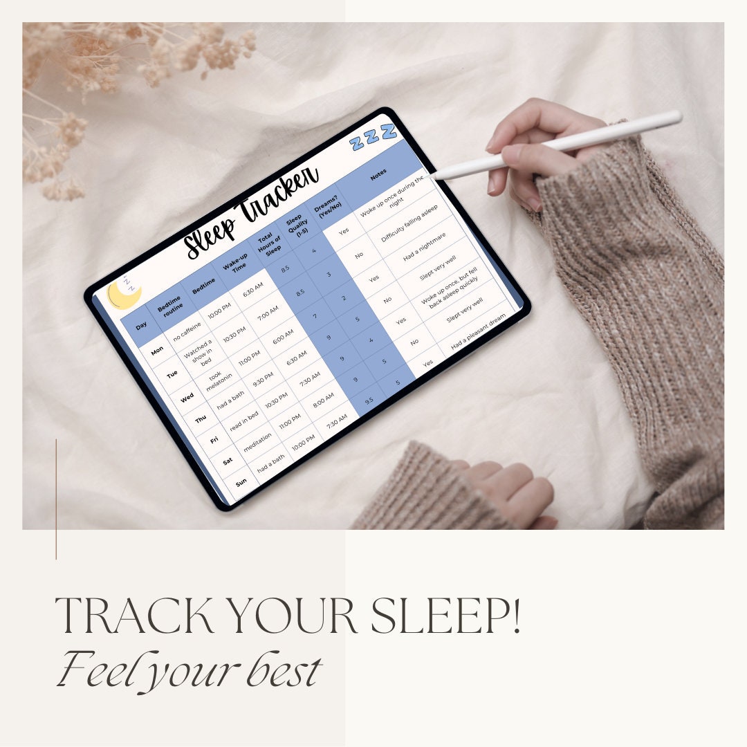 Sleep Tracker Printable, Monthly Sleep Log, Sleep Quality Journal ...