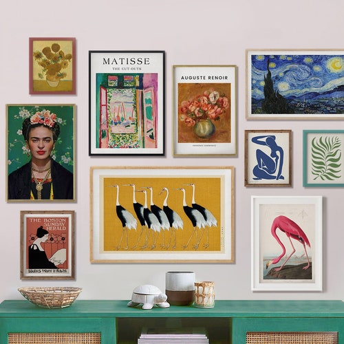 Eclectic Gallery Wall Art SET Bright Vintage Art Prints - Etsy