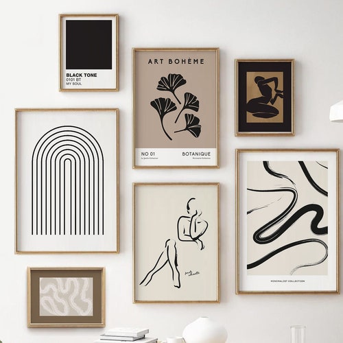 Modern Abstract Print Set Of 8 Gallery Wall Set Neutral Etsy