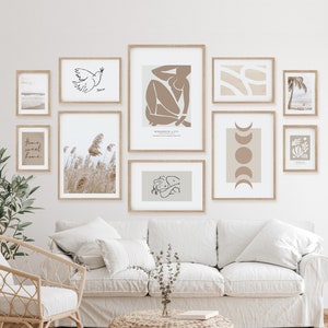 Boho Decor Gallery Wall Art Set of 10, Boho Home Decor Neutral Tone ...