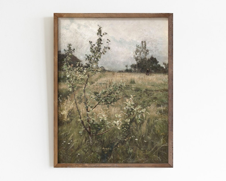 Green Tones Vintage Landscape Print Set: Farmhouse Wall Art (digital ...