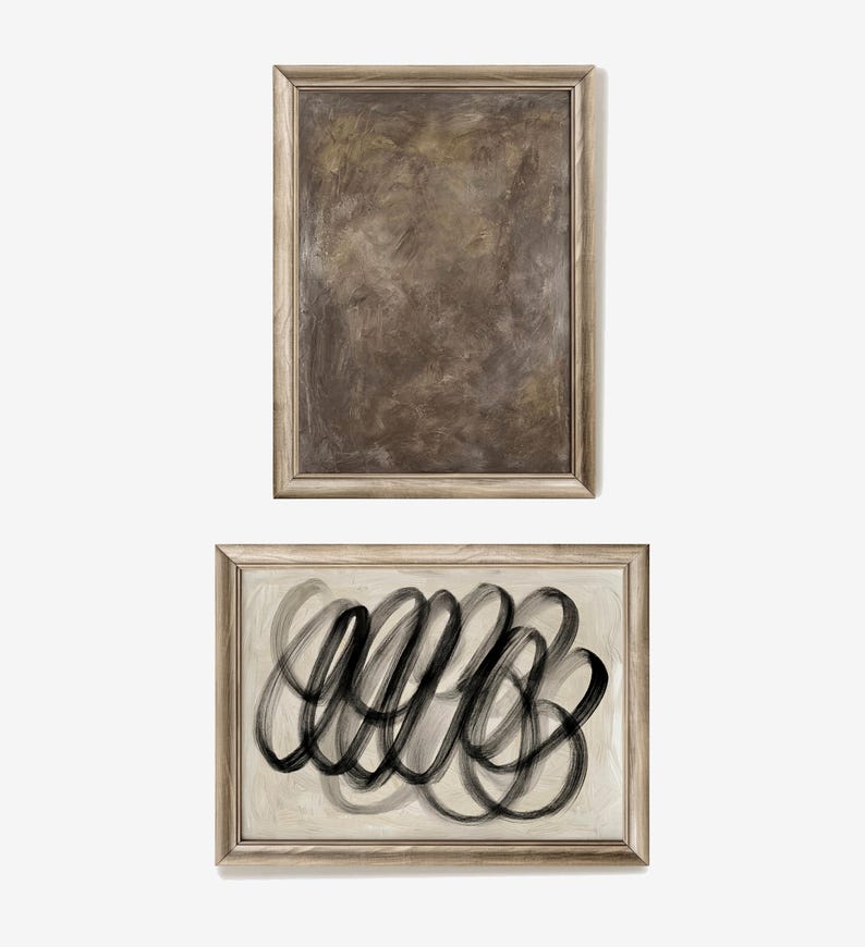 Conjunto de quadros abstratos neutros para parede, estampas bege para ...