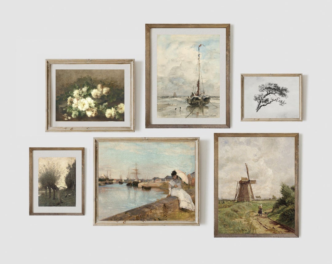 Vintage Landscape Oil Painting Prints: French Country Farmhouse ...