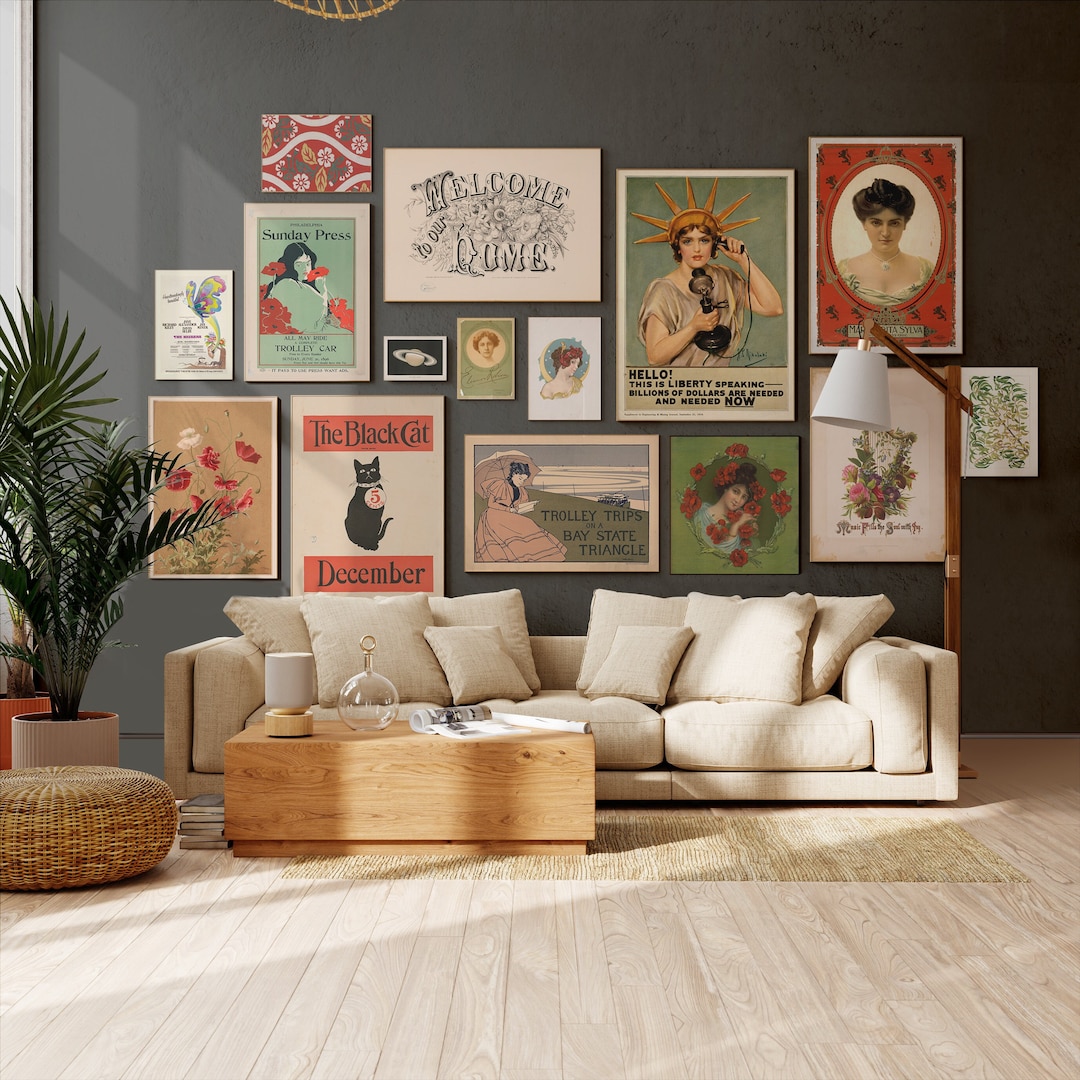 Gallery Wall Art Set, Mega Bundle, Retro Poster Set, Vintage Poster Art ...