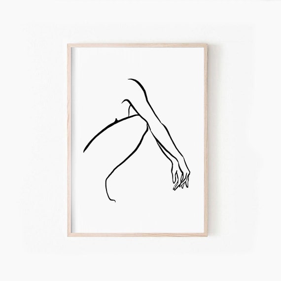 Woman One Line Drawing Body Sketch Boho Decor Sexy Drawing - Etsy