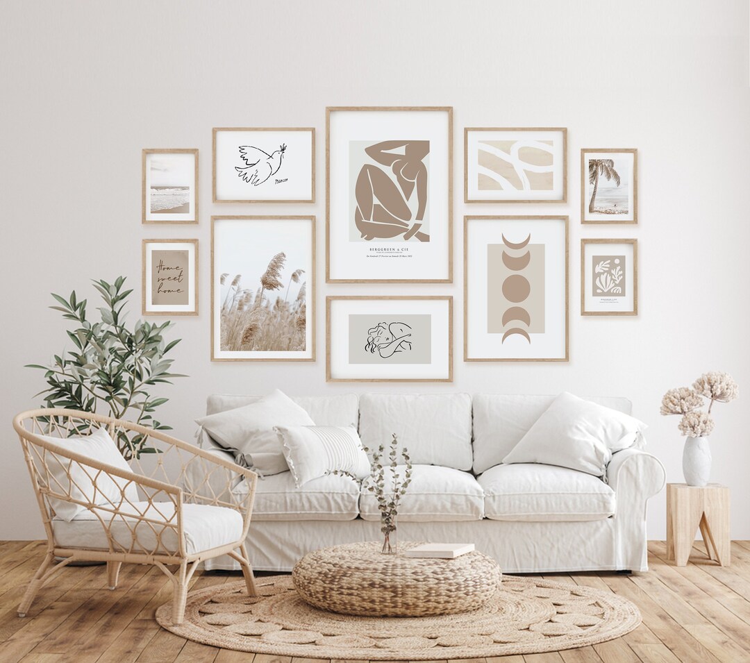 Boho Decor Gallery Wall Art Set of 10, Boho Home Decor Neutral Tone ...