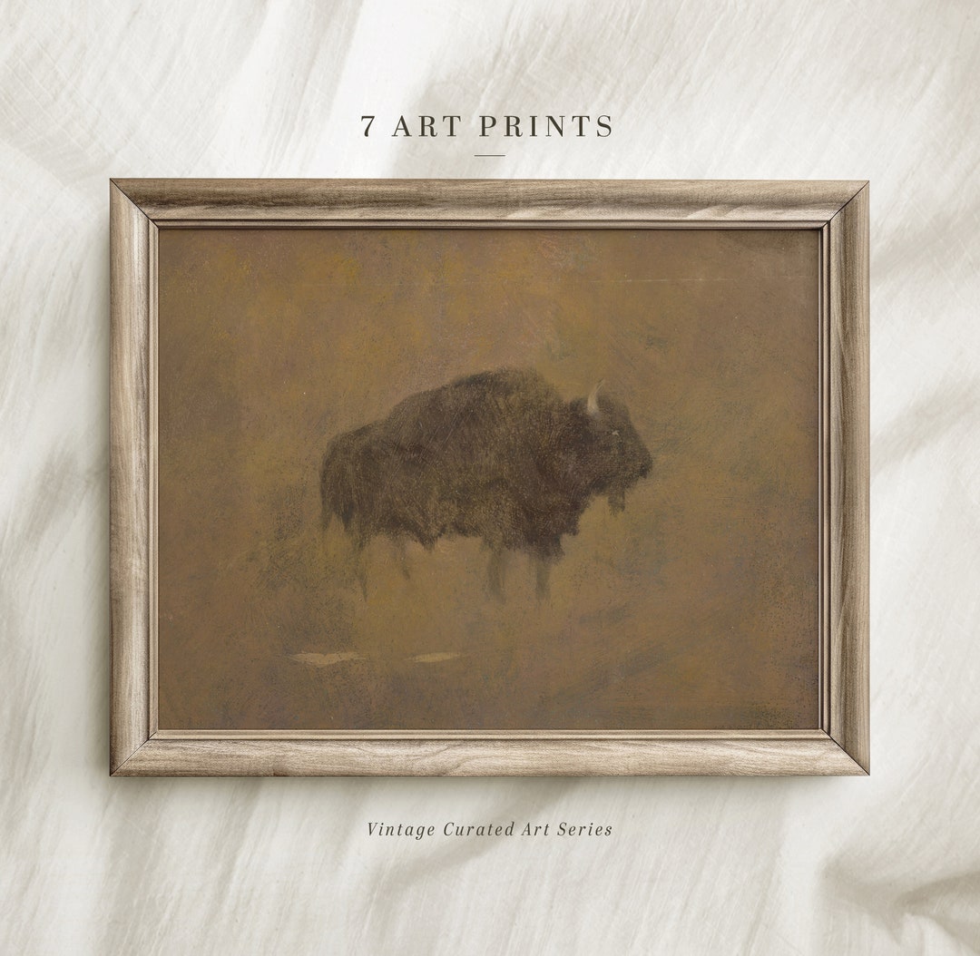 Bison Wall Art, Vintage Wall Decor, Brown Tones, Minimal Animal Prints ...