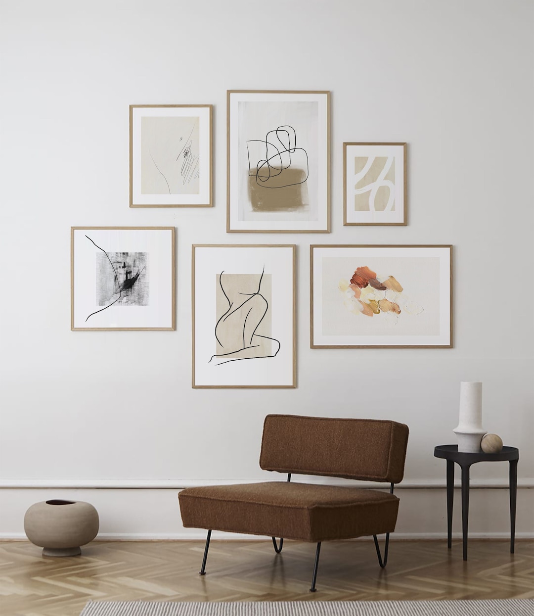 Modern Abstract Print Set: Neutral Gallery Wall Art (digital Download ...