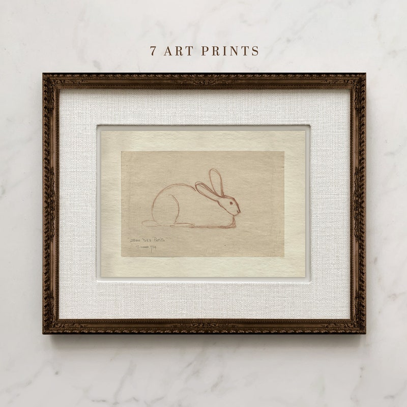 Vintage Bunny Print - Etsy