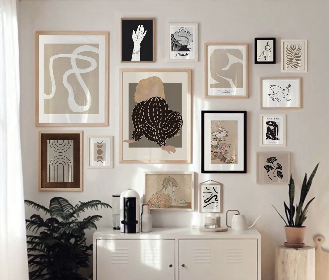 Boho Gallery Wall Print Set: Neutral Modern Art (digital Download) - Etsy