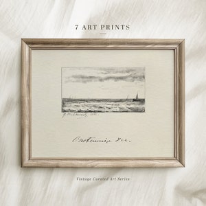 Coastal Sketches Set of 6, Gallery Wall Print Set, Seascape Sketch ...